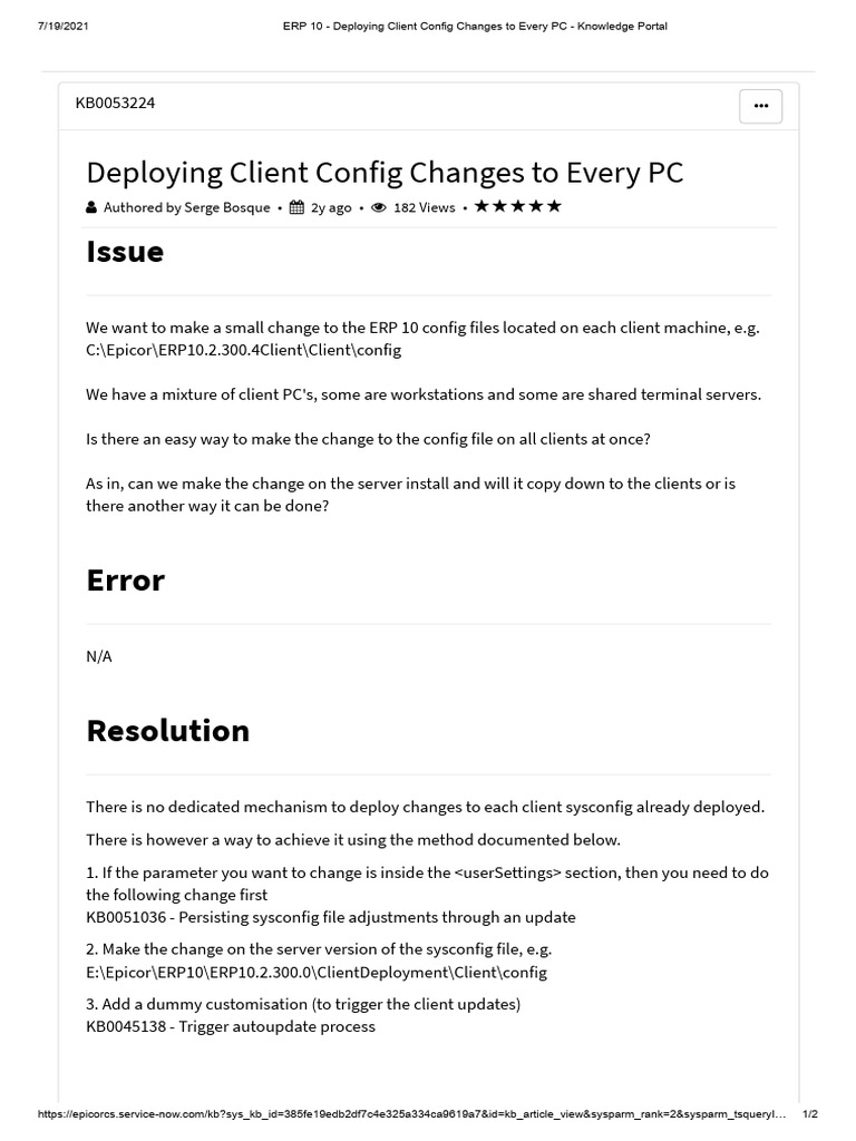 ERP 10 - Deploying Client Config Changes To Every PC - Knowledge Portal | PDF | Client ...