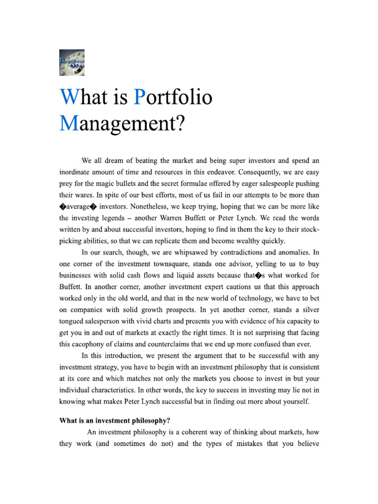 Guide on Portfolio Management | PDF