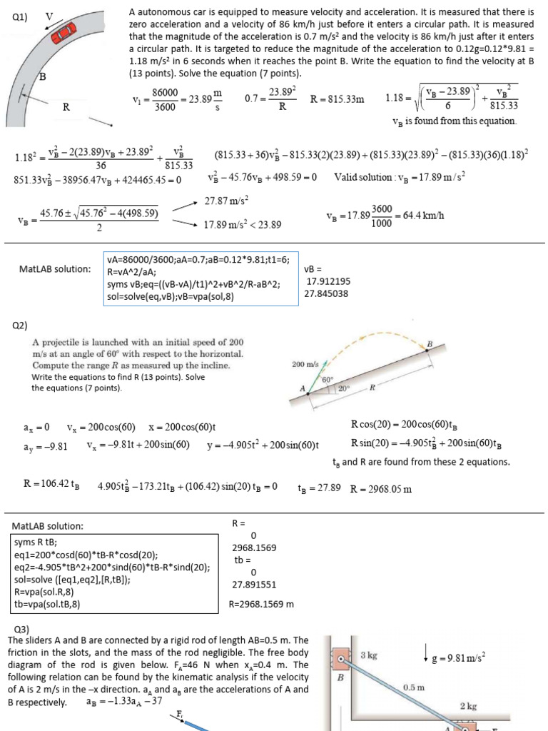 mt1 Answers | PDF | Acceleration | Velocity