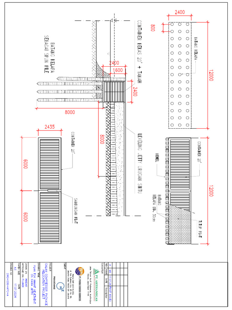 Gambar Potongan Temporary Jetty Design 006 (Rawa) | PDF