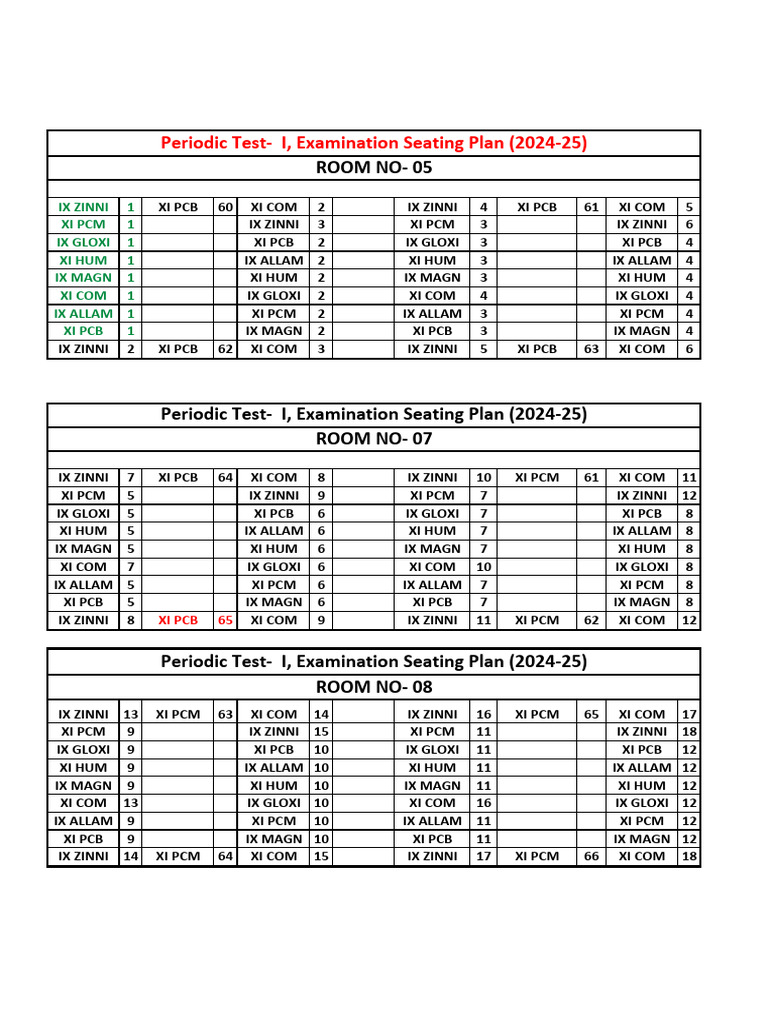 Examination Seating Plan 2024-25 | PDF | Technology & Engineering