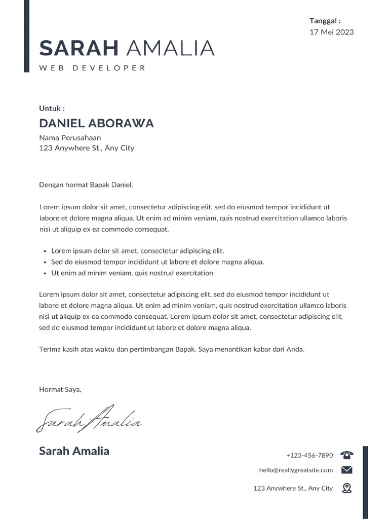 Minimalist Surat Lamaran Kerja Letter | PDF