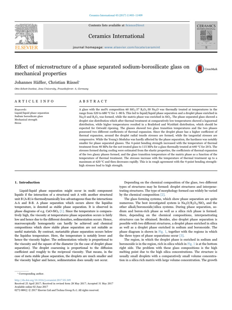 B2O3-SiO2 Phase Diagram Insights | PDF | Glasses | Phase (Matter)