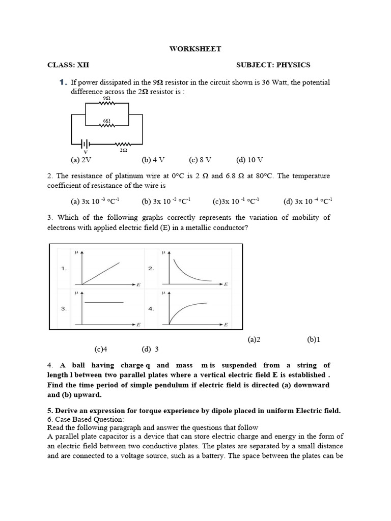 Worksheet XIII FA1 | PDF | Capacitor | Capacitance