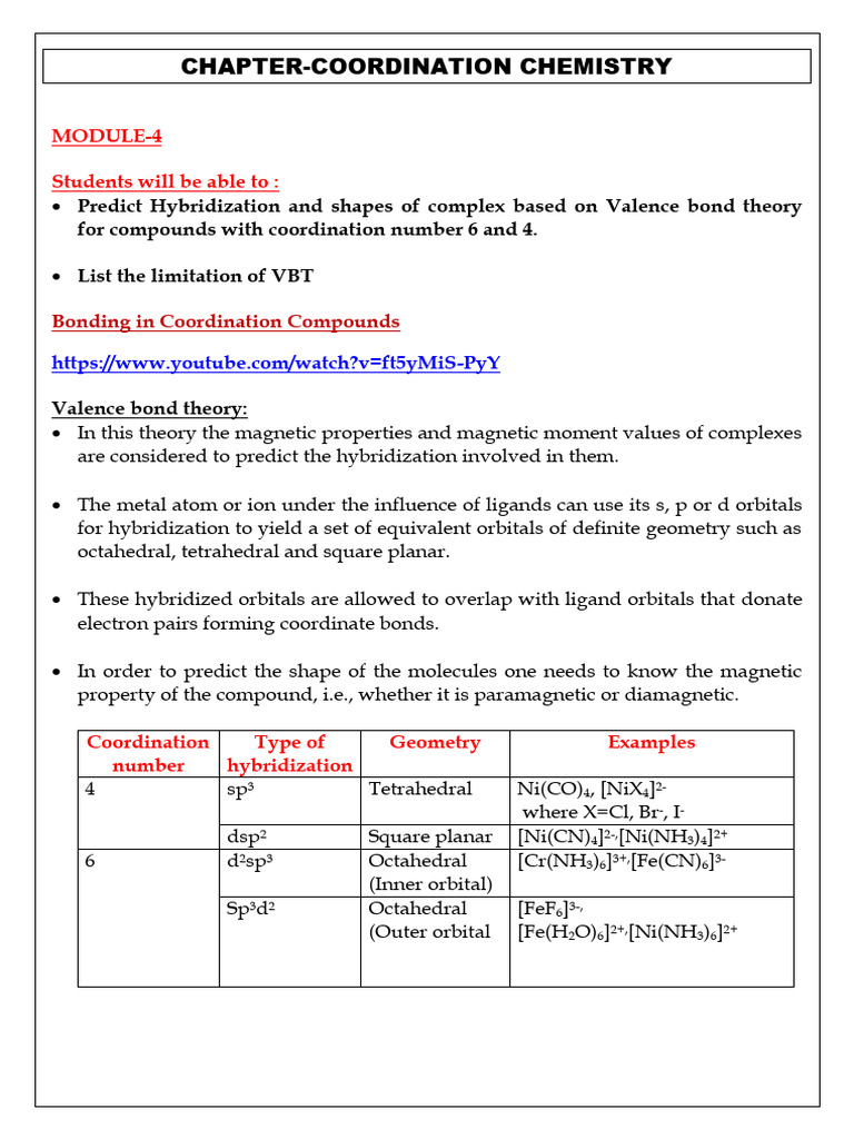 XIICoordination Module 4 | PDF | Coordination Complex | Chemical Bond