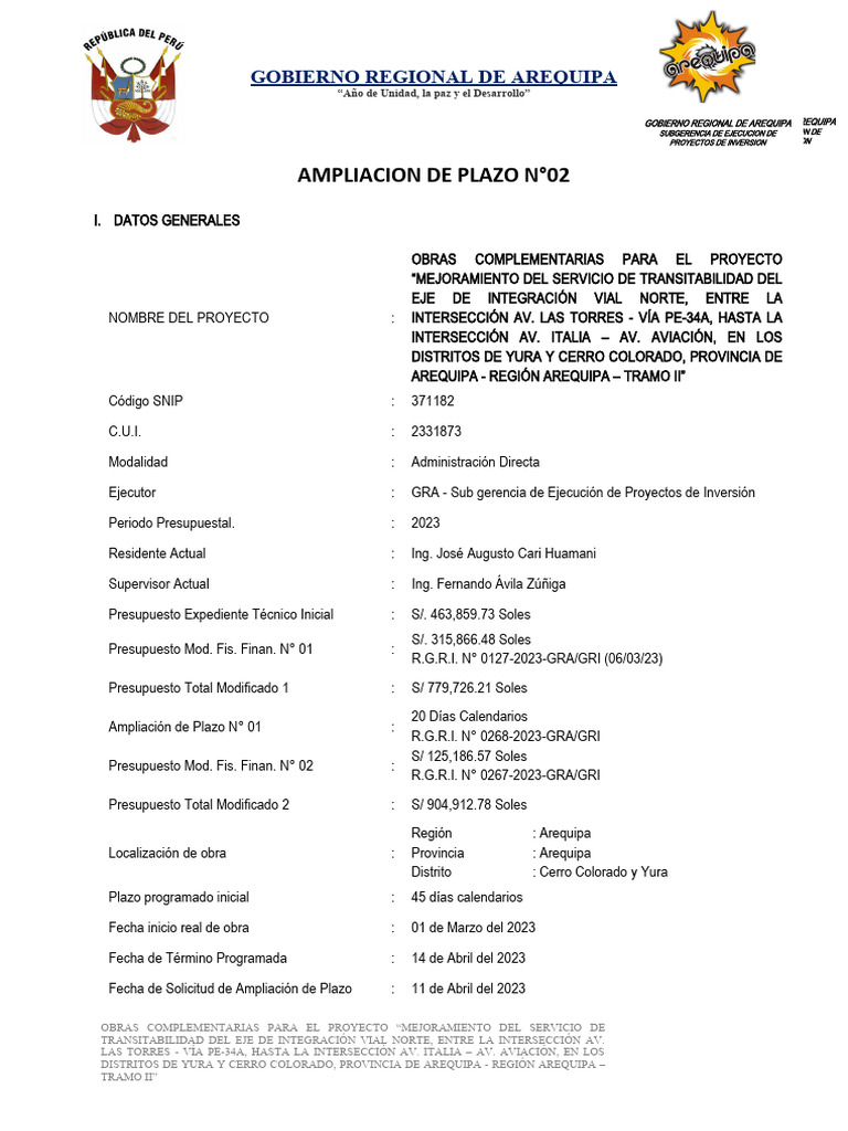 Ampliacion de Plazo N°02 Tramo Ii - Coregido | PDF | Ley común