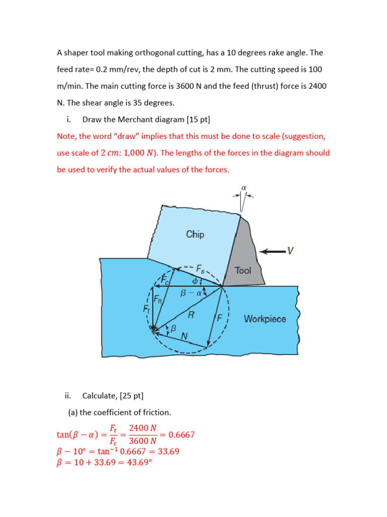 Orthogonal Cutting Exercise 2 Ams Mar11 18 | PDF | Force | Continuum Mechanics