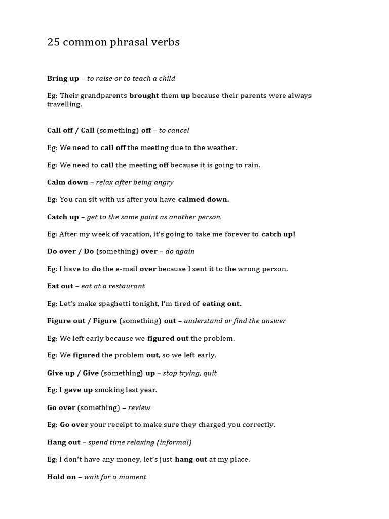 25 Essential Phrasal Verbs Explained | PDF | Language Arts & Discipline