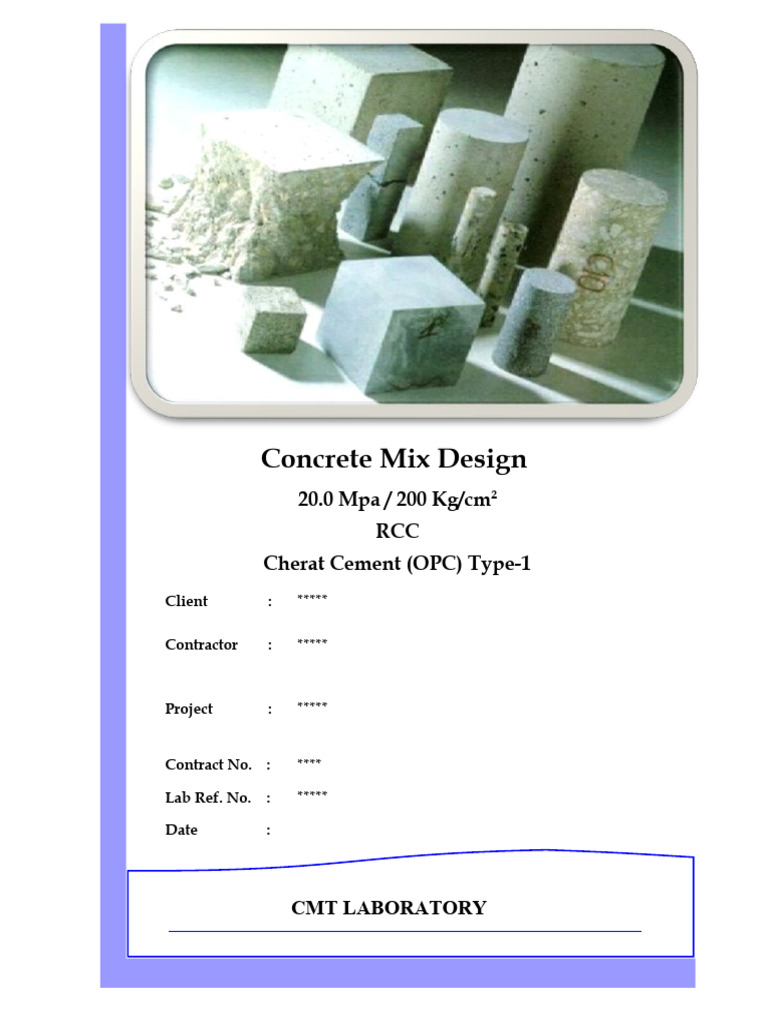 Concrete Mix Design for 20 Mpa Strength | PDF | Concrete | Construction ...