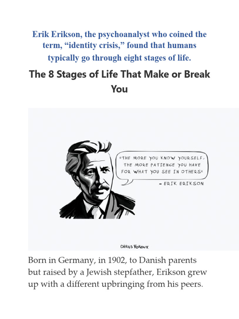 Erikson's 8 Stages of Life Explained | PDF | Psychological Concepts ...