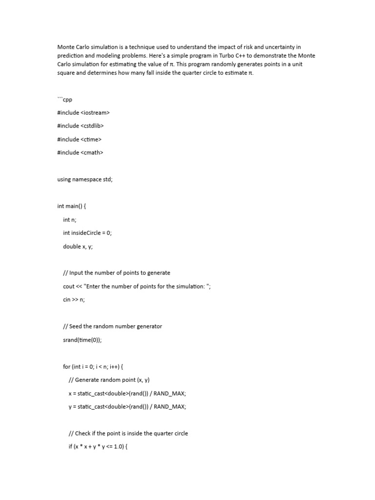 Monte Carlo Simulation | PDF | Monte Carlo Method | Computer Programming