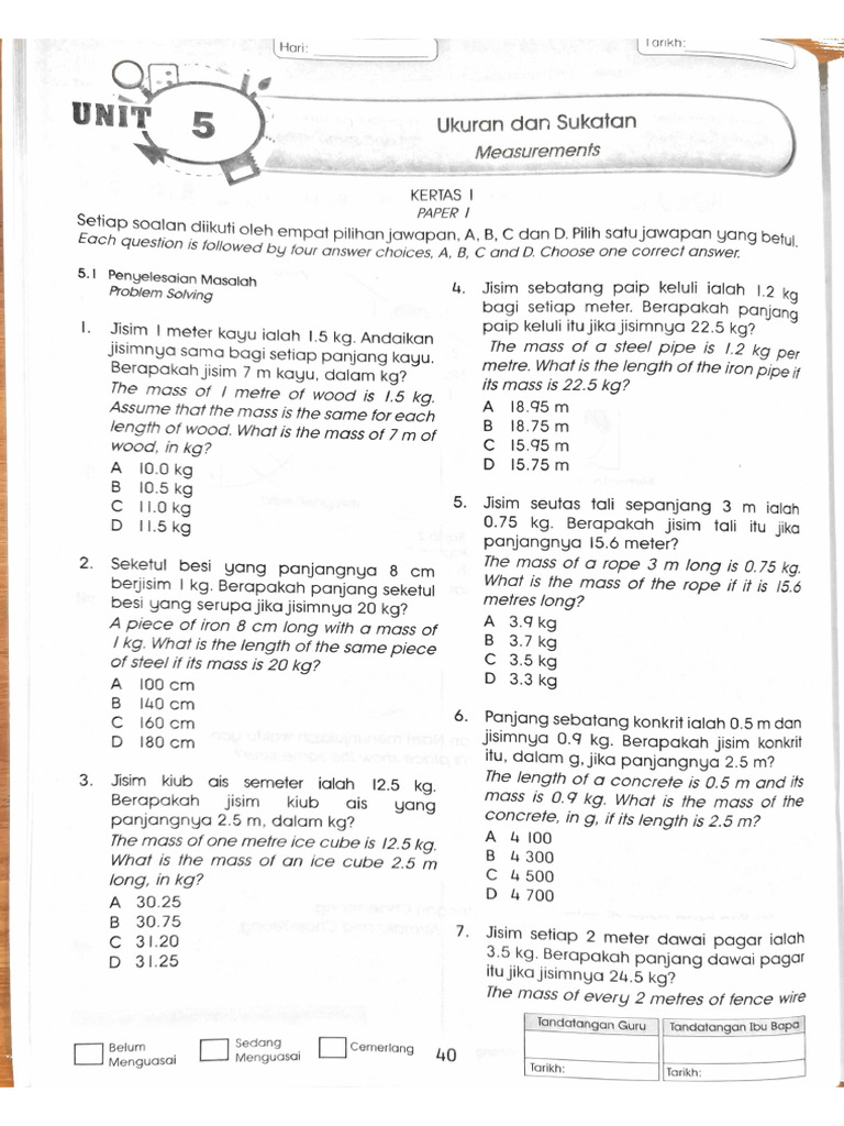 Revision Chapter 5 Maths Form 1 | PDF