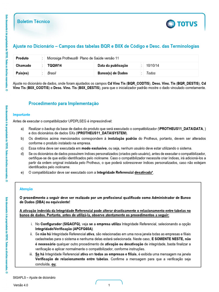 Pls BT Ajuste Codigo Descricao Terminologias Cadastros tqqw14 | PDF ...