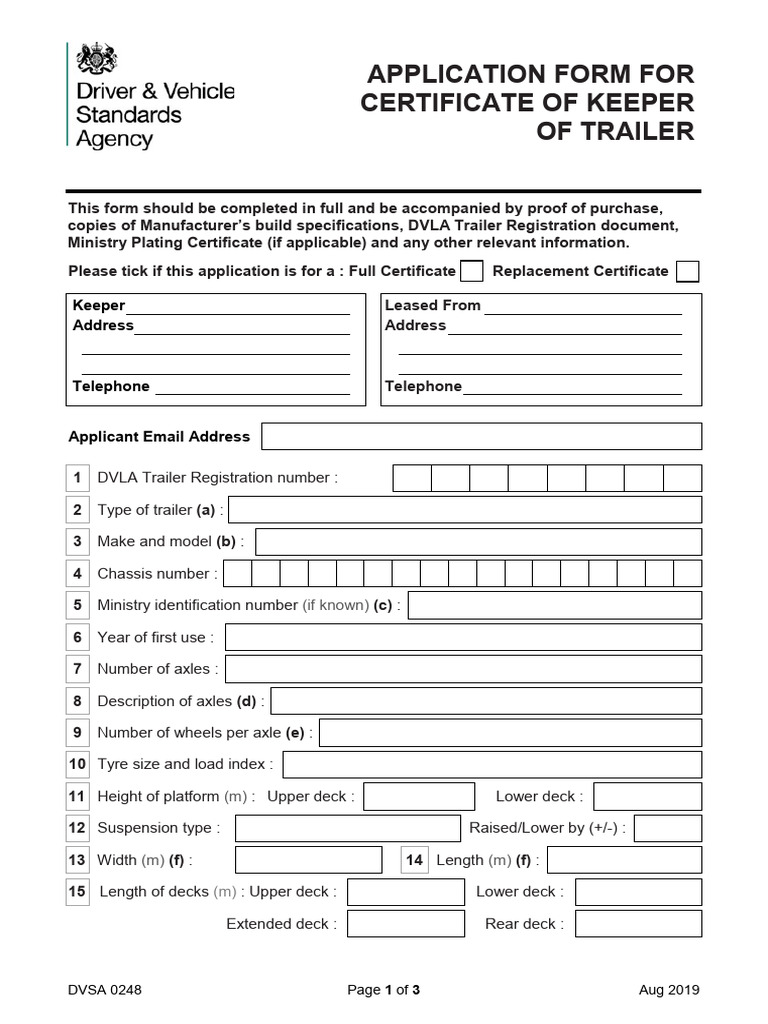 Apply Trailer Certificate Keeper Abnormal Load | PDF | Cheque | Trailer ...