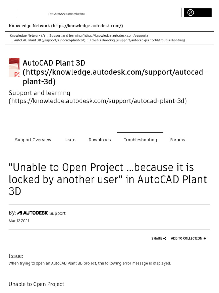 Troubleshooting Plant 3D Access Issues | PDF | Auto Cad | Microsoft Sql ...