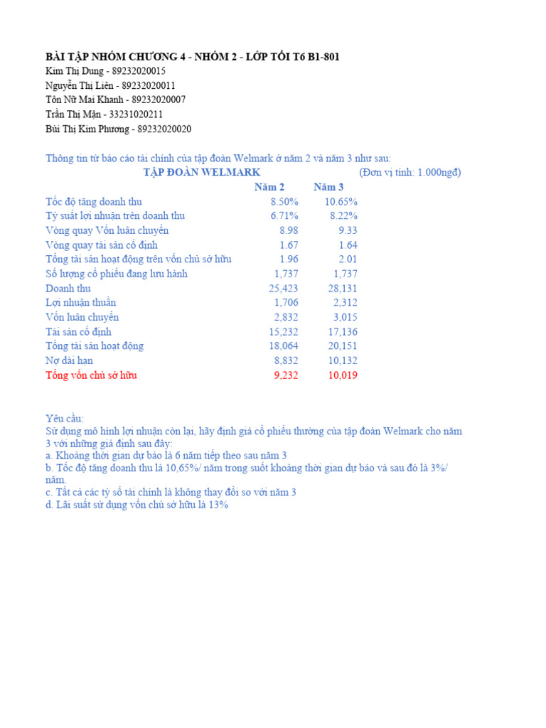 Bai Tap Nhom Chuong 4 - Nhom 2 - Lop Toi T6 B1-801 | PDF