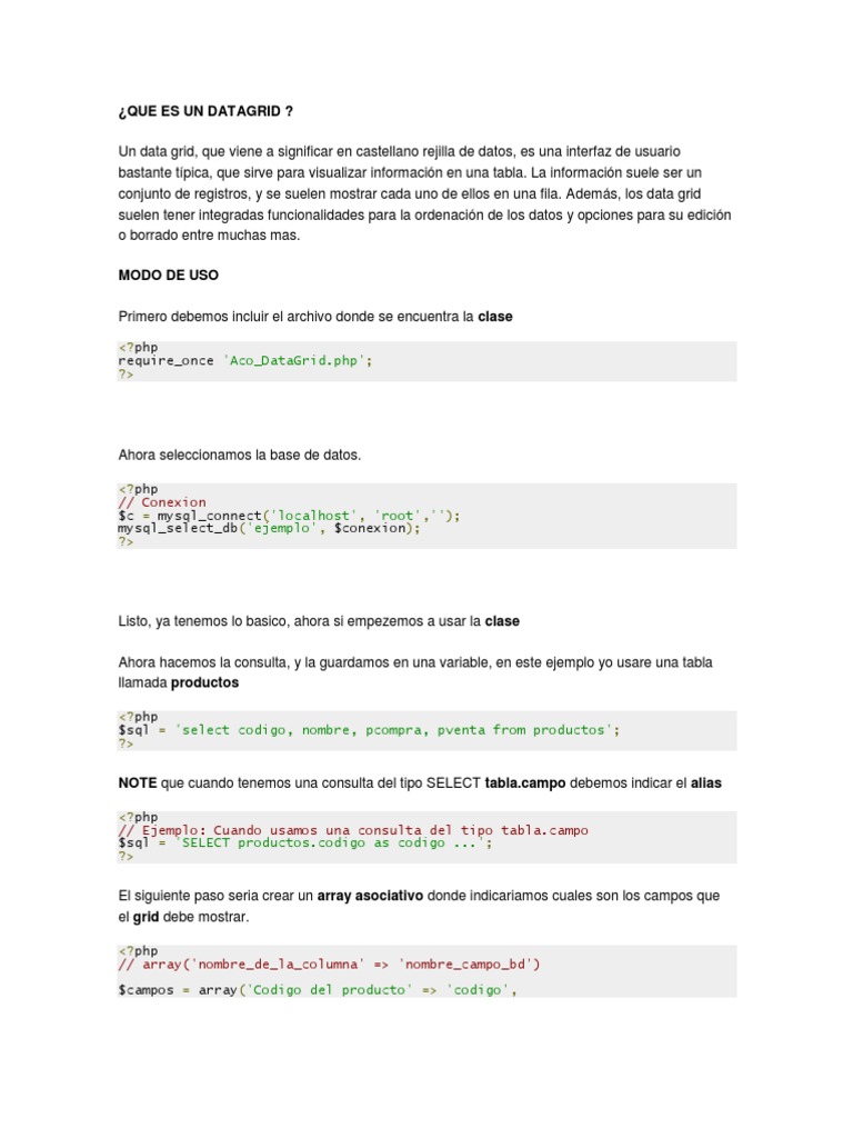 Que Es Un Datagrid Pdf Sql Tabla Base De Datos