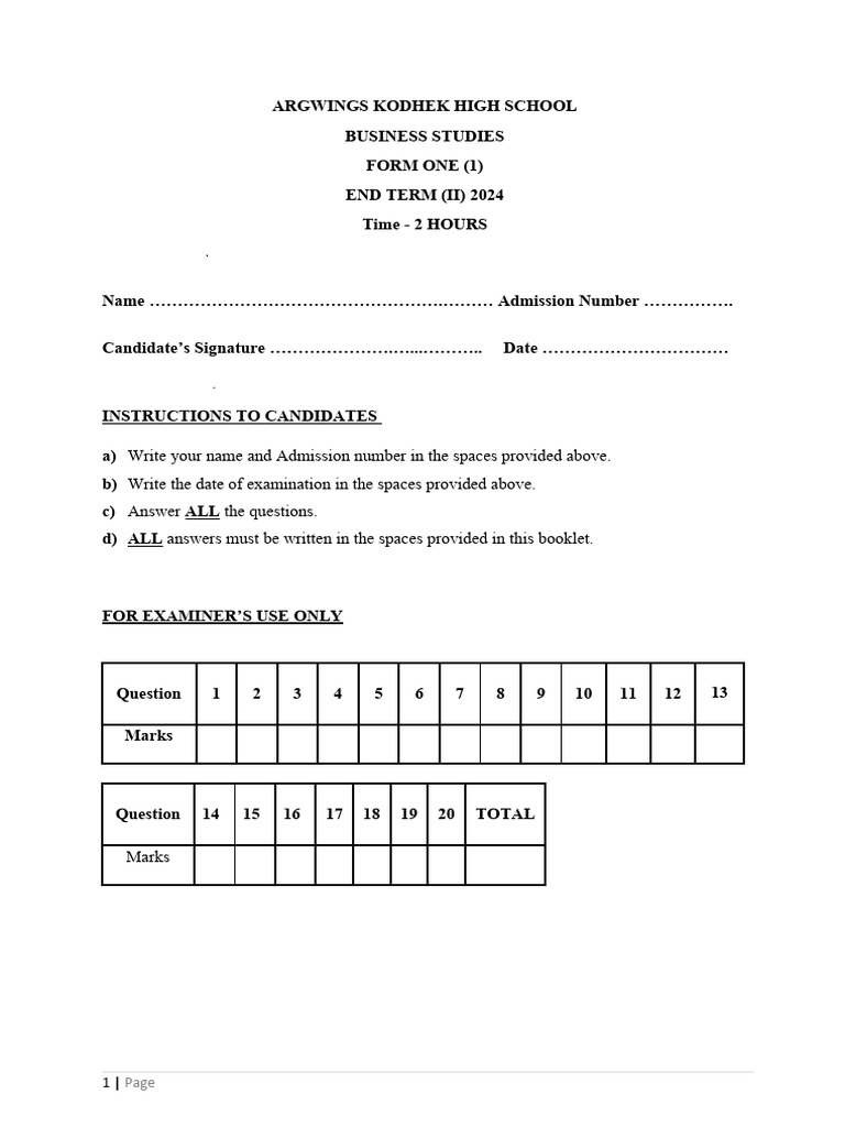 2023 Business Studies F1 QS T2 Exam Teacher - Co - .Ke | PDF | Business Economics | Economics