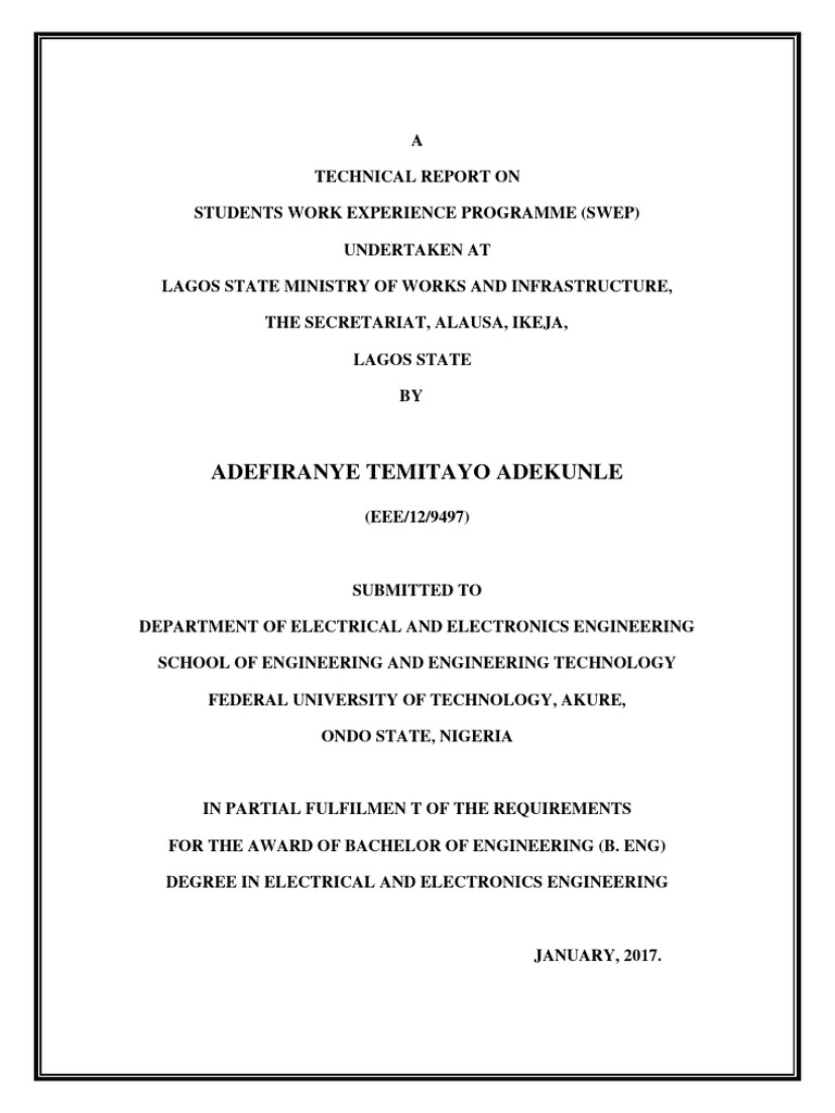 Students Work Experience Programme Swep | PDF | Electrical Wiring | Electrical Engineering