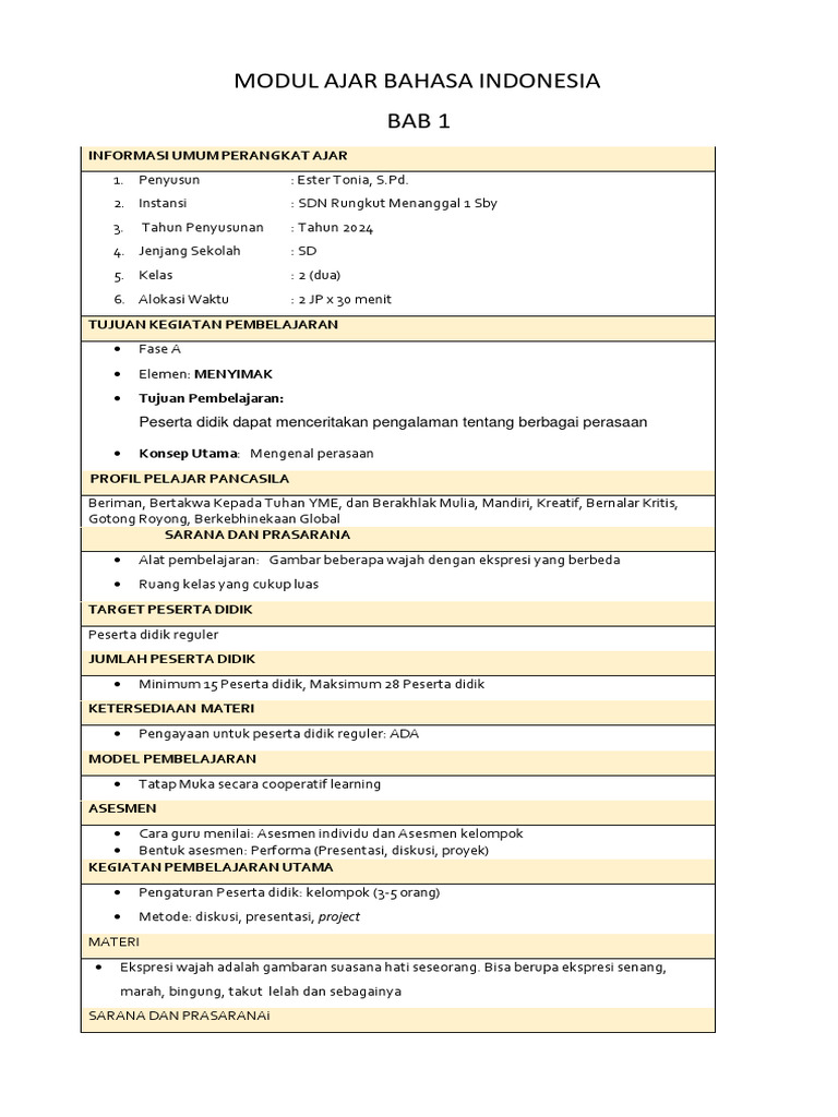 Modul Ajar Kelas 2c | PDF