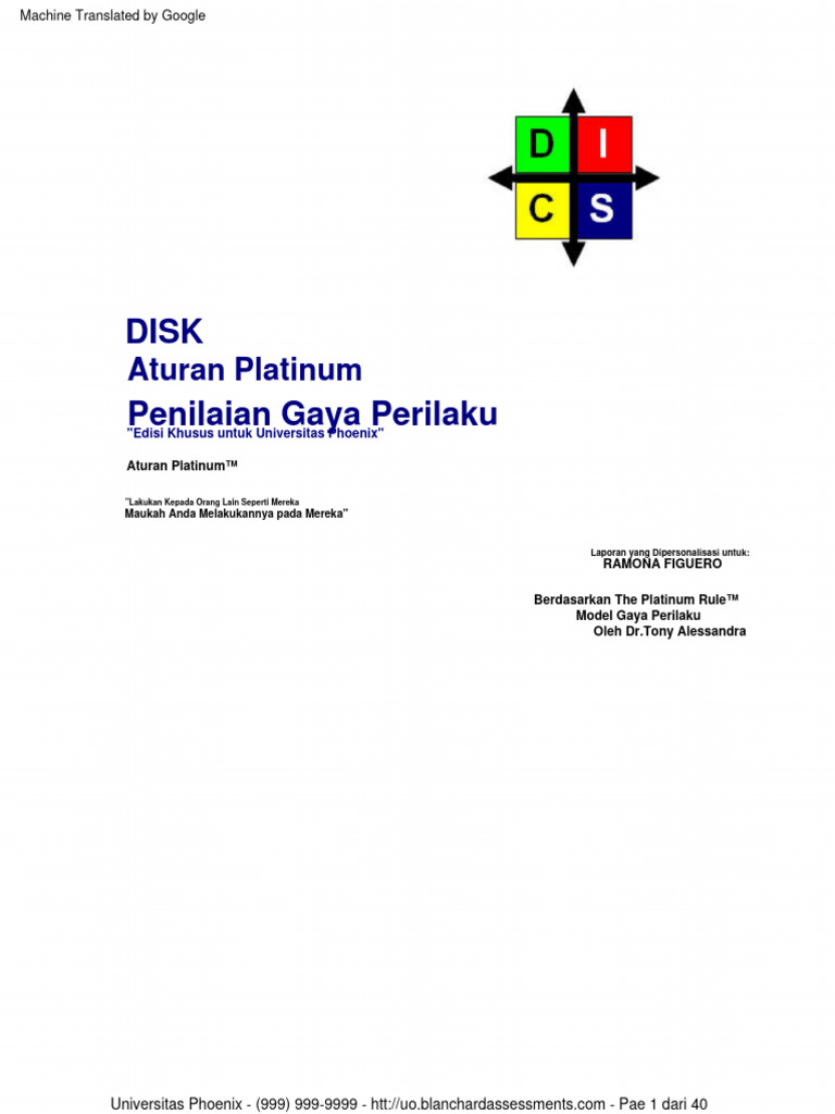 The DISC Platinum Rule Behavioral Style Assessment Ind | PDF