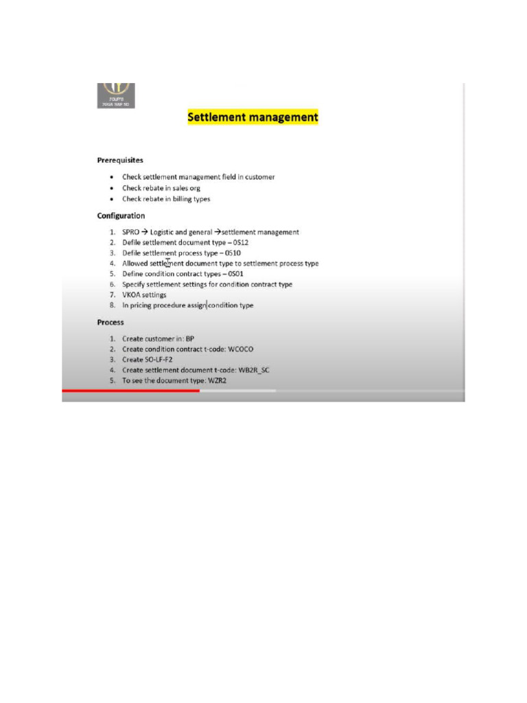Settlement Management Configuration | PDF