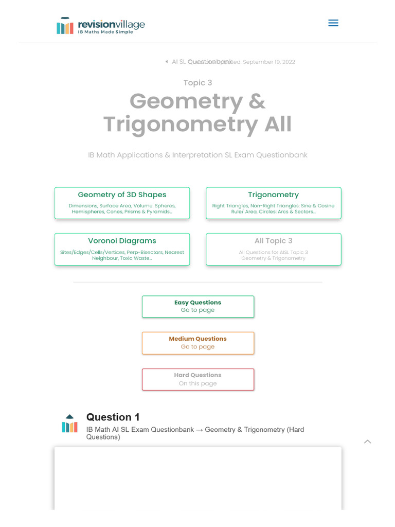IB Math AI SL Trigonometry Questions | PDF | Sphere | Area