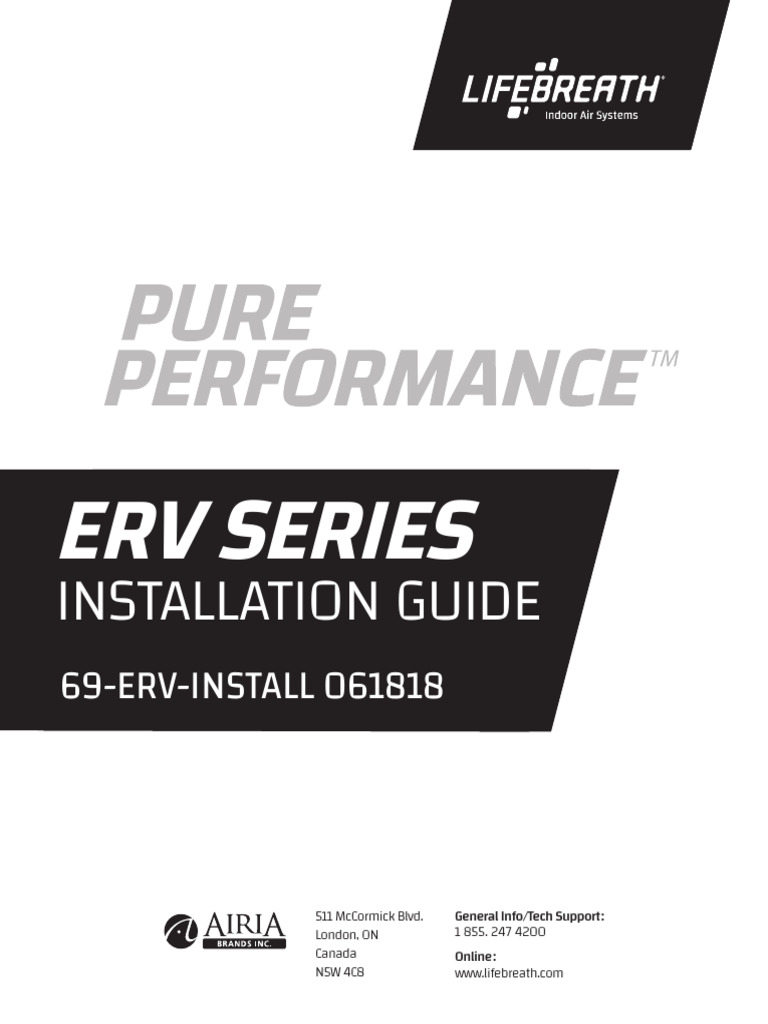 Lifebreath 69-ERV-Install | PDF | Duct (Flow) | Ventilation (Architecture)