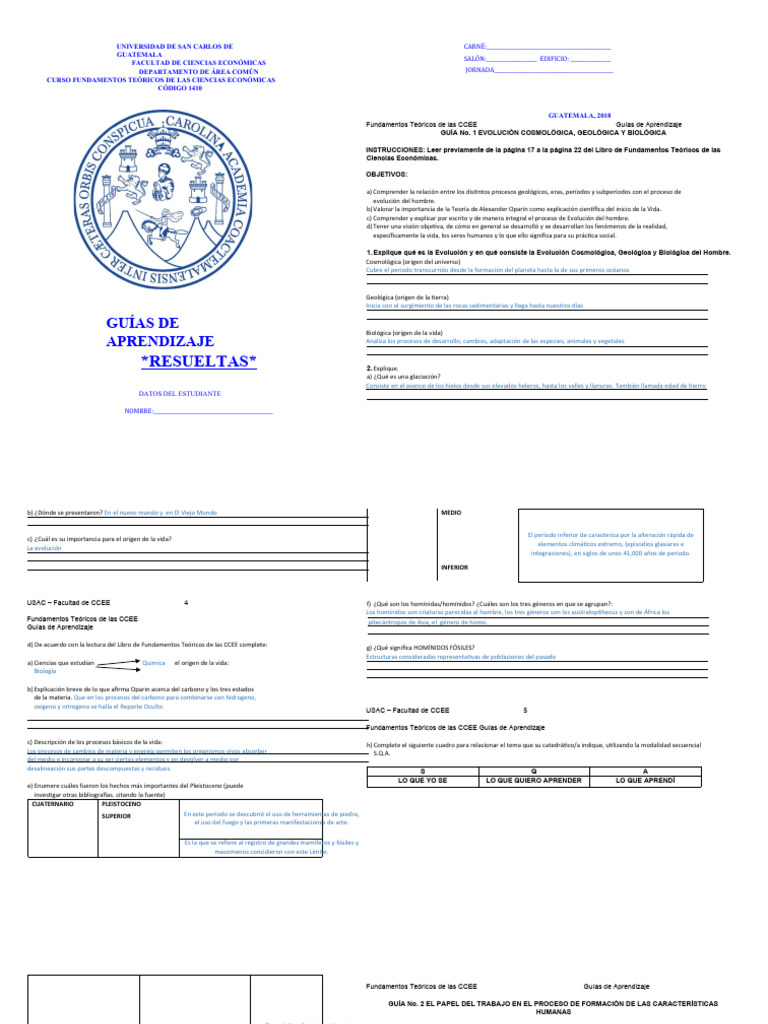 Guías Resueltas de Fundamentos CCEE | PDF | Conocimiento | Evolución humana