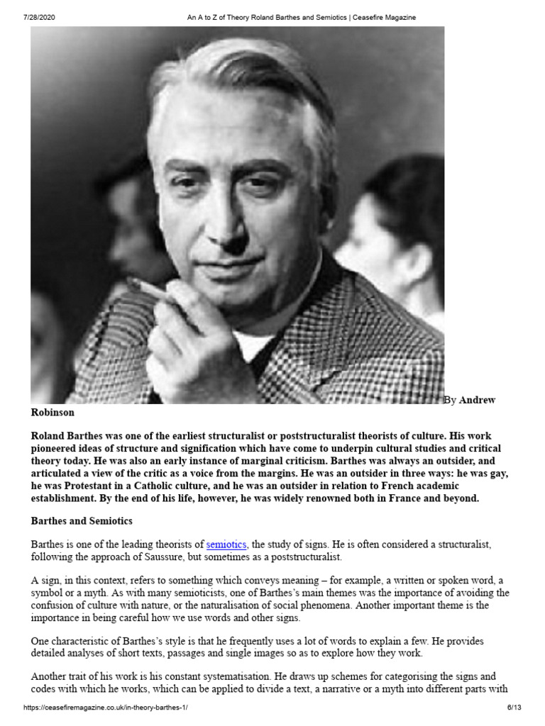 C-01. Roland Barthes and Semiotics | PDF | Semiotics | Communication