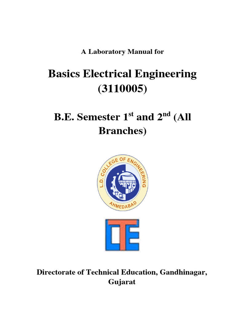 BEE 3110005 Lab Manual | PDF | Electrical Network | Voltage