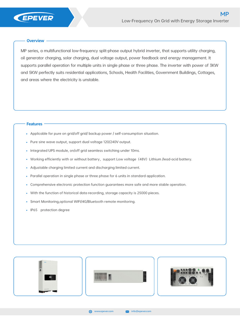 EPEVER DataSheet MP | PDF | Power Inverter | Electrical Grid