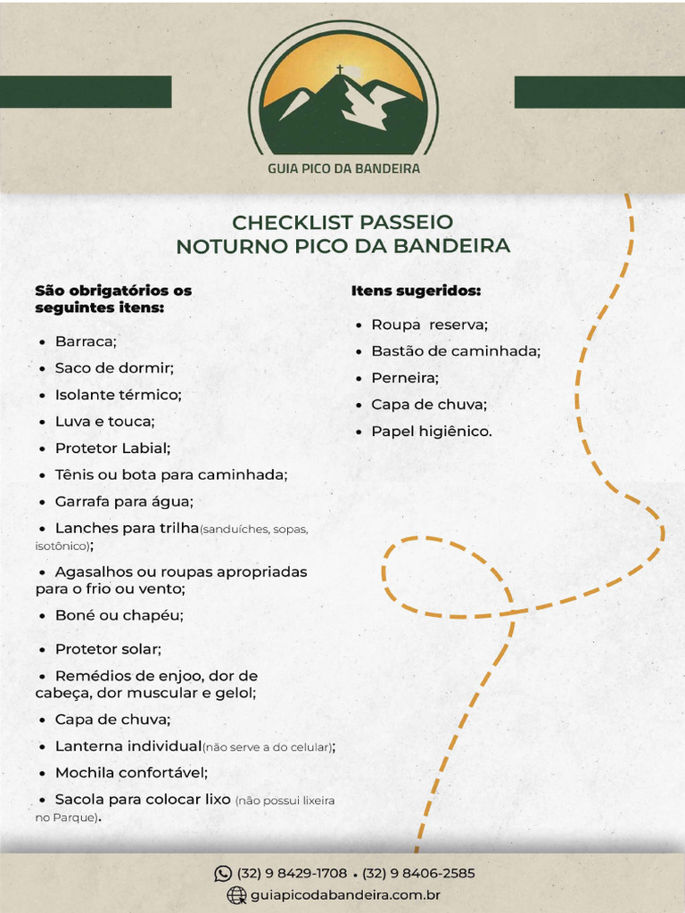 Checklist Passeio Noturno Pico Da Bandeira PDF | PDF