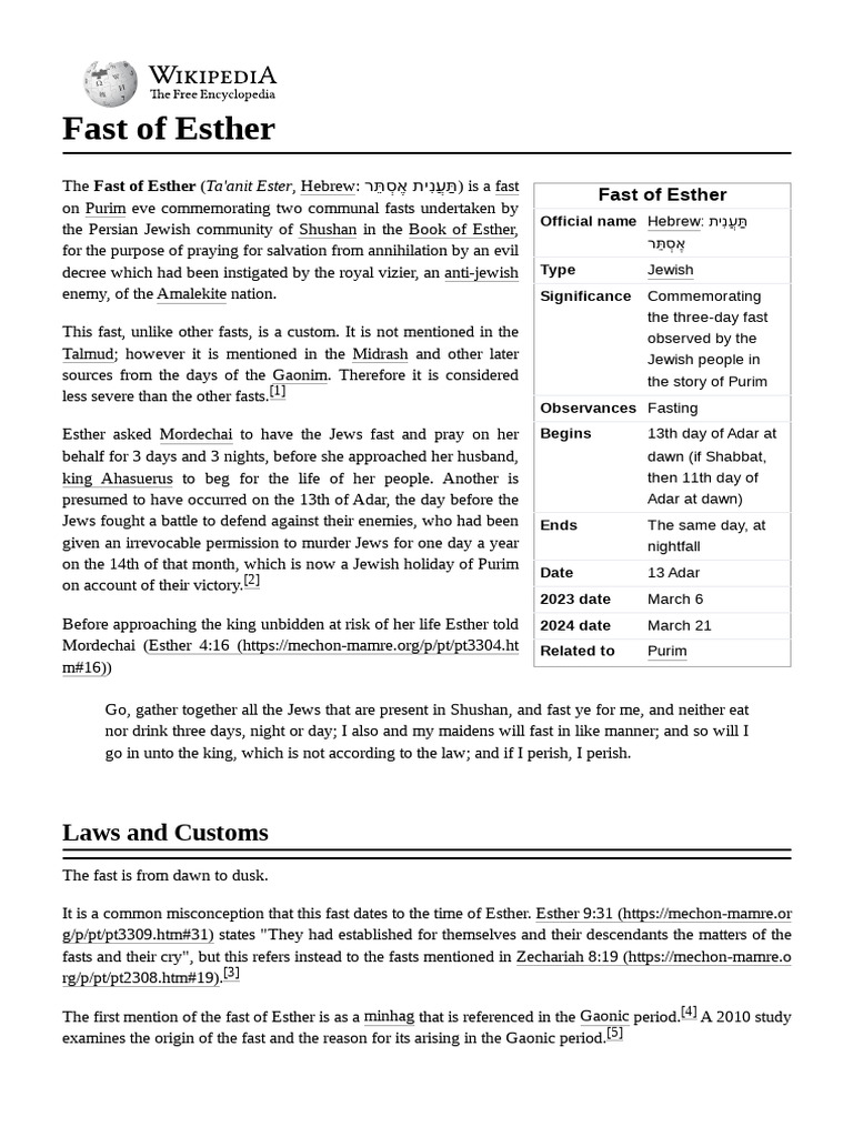 Fast of Esther | PDF | Jews And Judaism | Jewish Belief And Doctrine