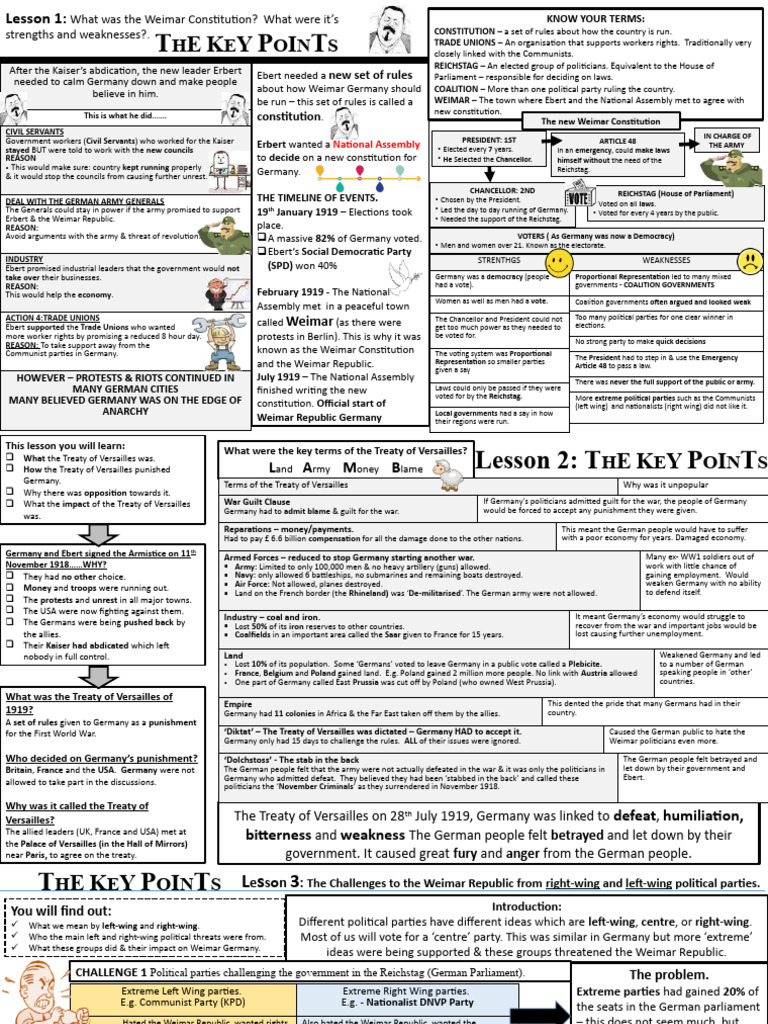 History Germany Topic Sheets 3 1 | PDF | Weimar Republic | Nazi Party