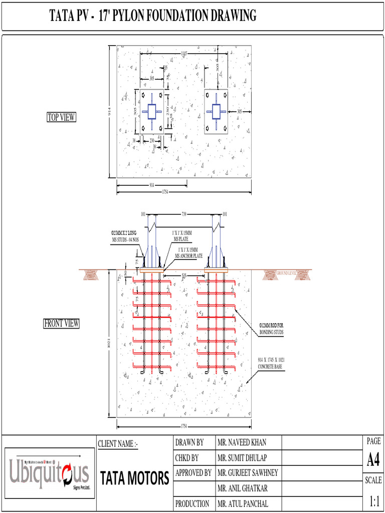 Tata PV 17' Pylon Foundation | PDF