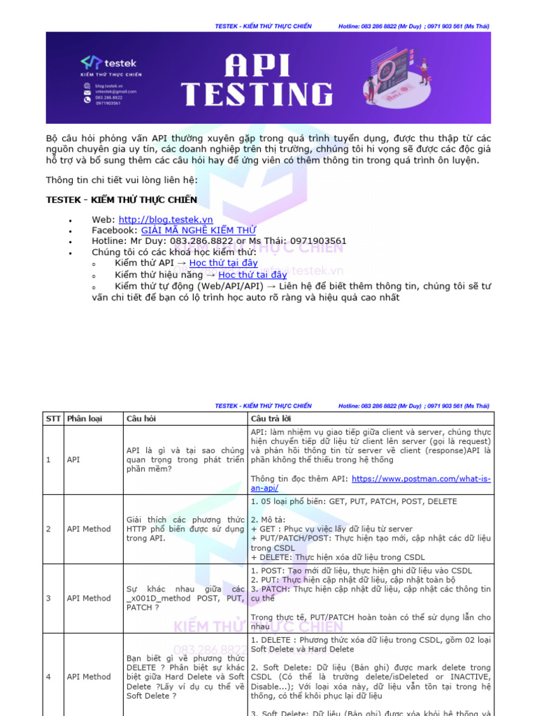 2024 API Interview - Testek | PDF