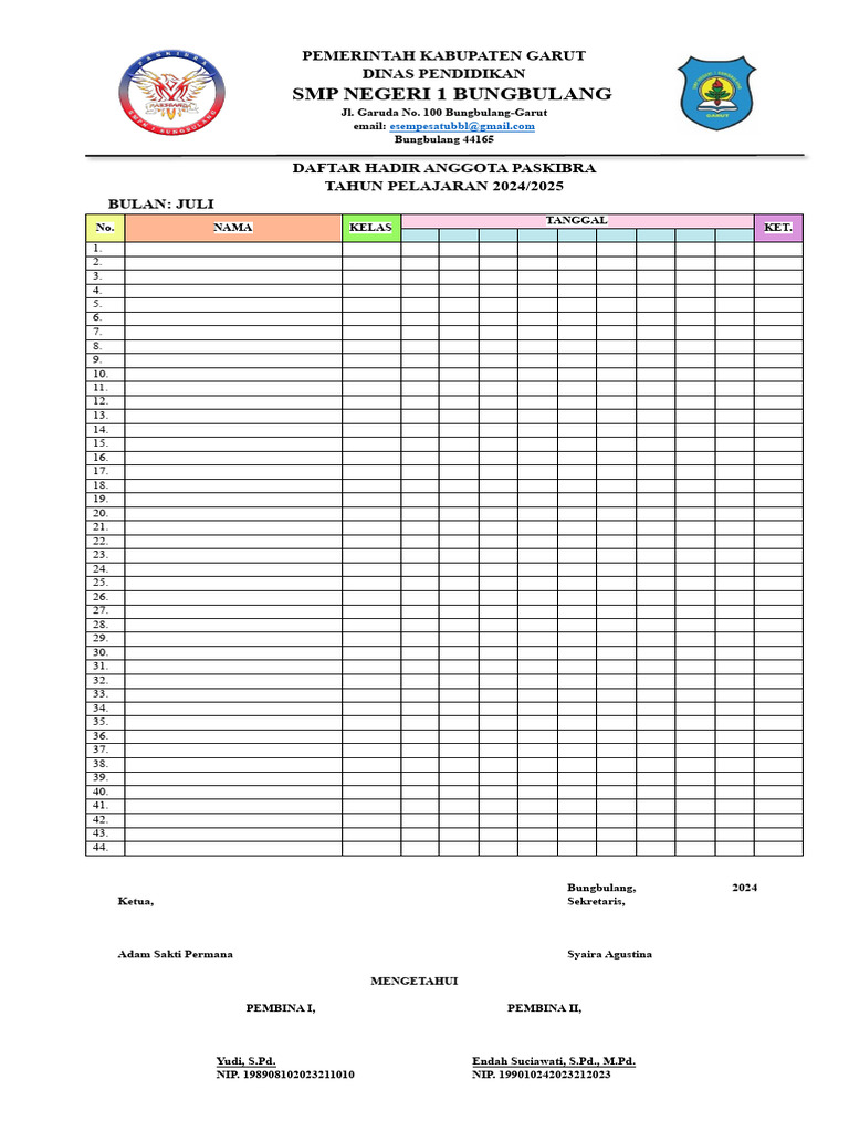 Absensi Paskibra 2024 | PDF