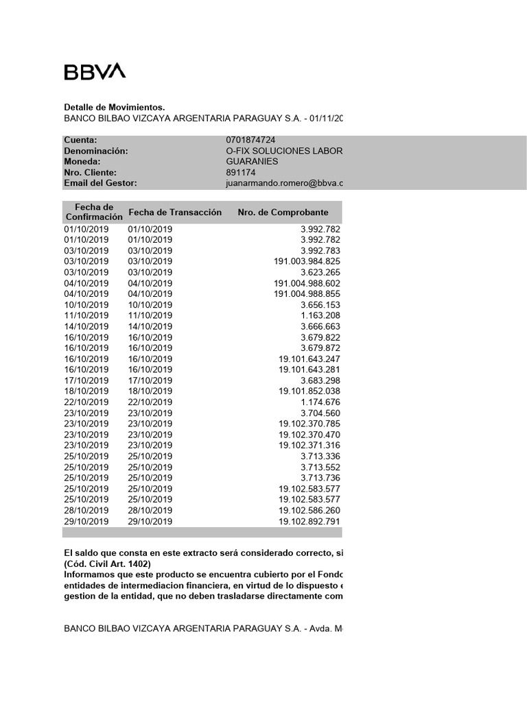 ExtractoCuenta Cta Cteoctubre | PDF | Bancario | Inversiones