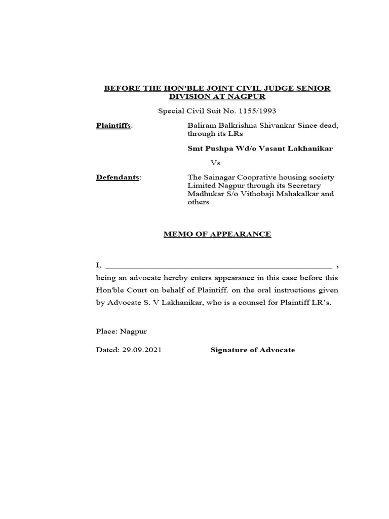 Memo of Appearance | PDF