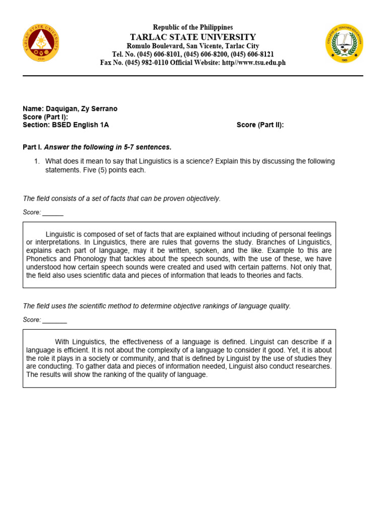Daquigan, Zy S. (BSED English 1A) FLA 1 | PDF | Linguistics | Phonology