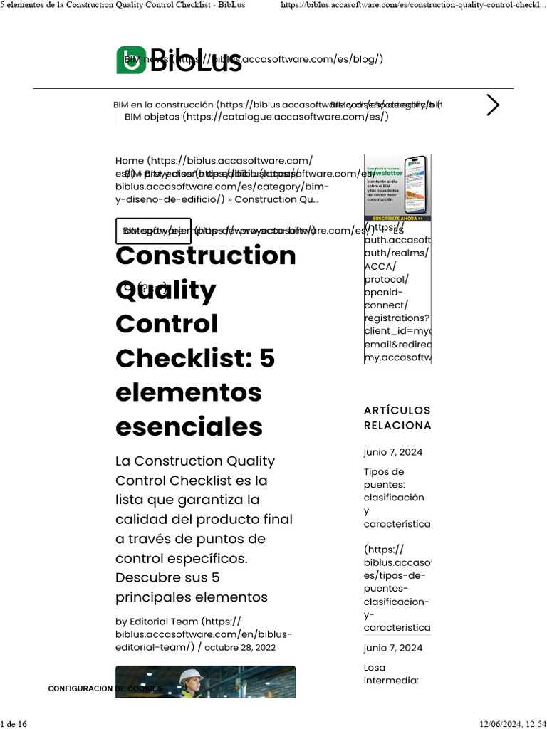 5 Elementos de La Construction Quality Control Checklist - BibLus | PDF ...