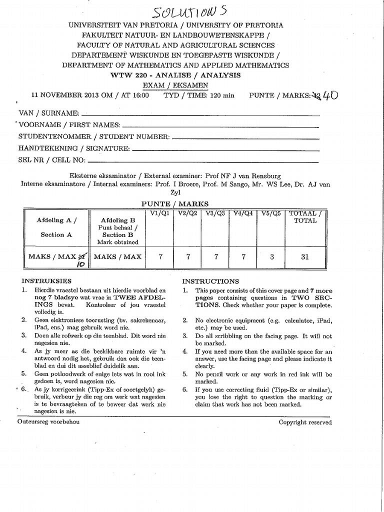 Exam Solutions | PDF