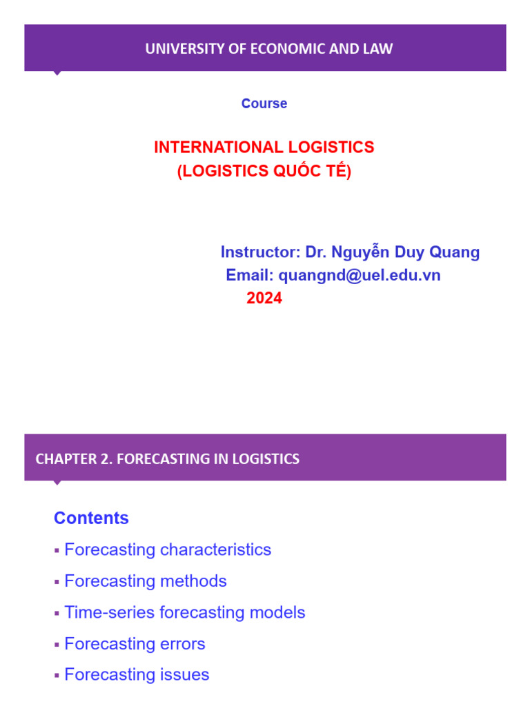 Chapter 2. Forecasting in Logistics | PDF | Forecasting | Mean Squared Error