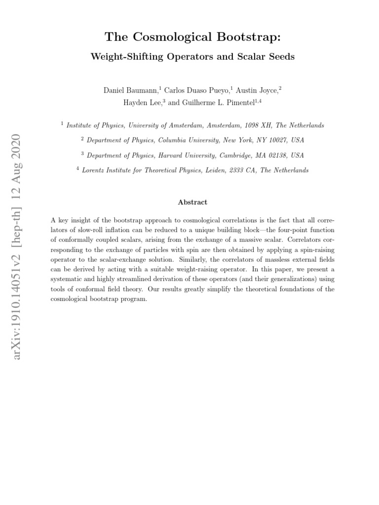 Cosmological Bootstrap | PDF | Inflation (Cosmology) | Tensor