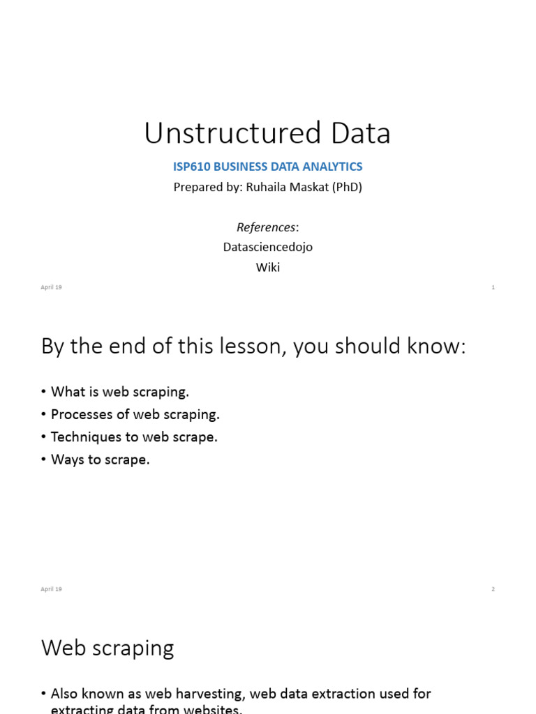 Lesson 4 Unstructured Data | PDF | World Wide Web | Internet & Web