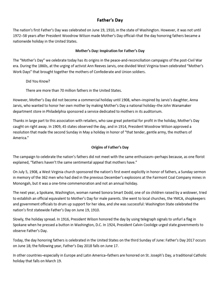 Father's Day | PDF | Observances | The United States