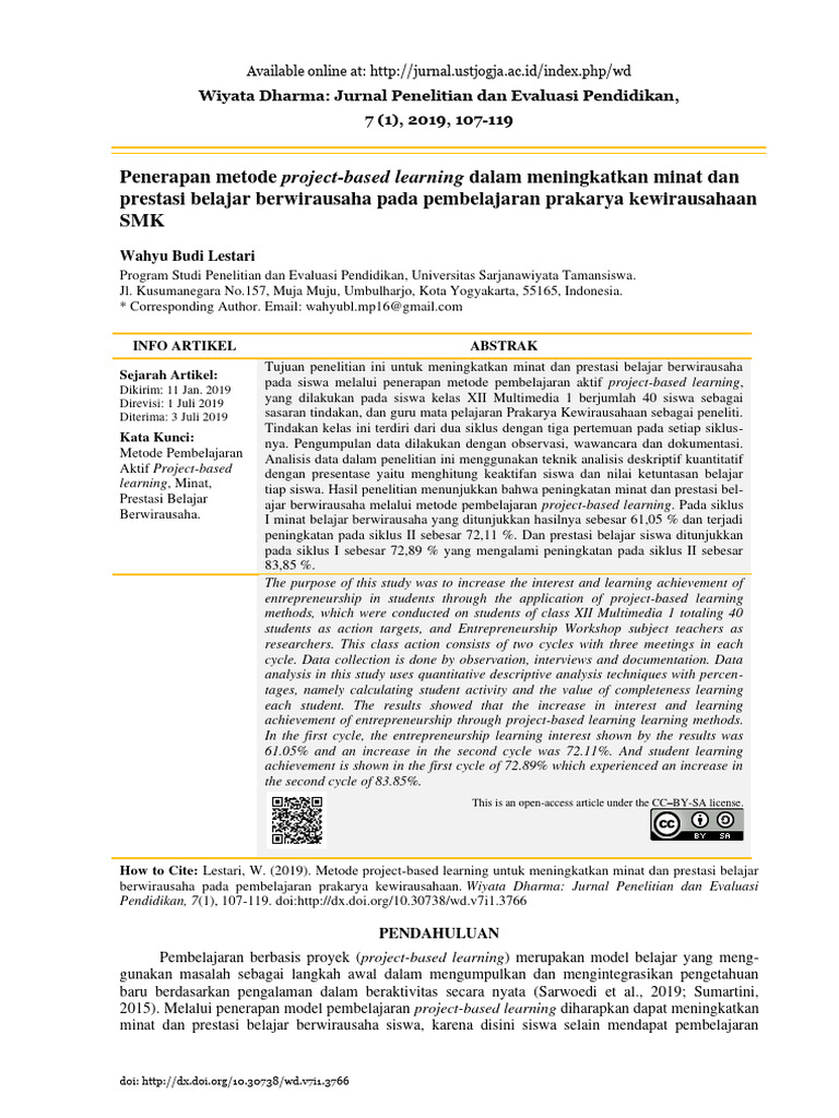 Metode Project-Based Learning Untuk Meningkatkan M | PDF | Karier & Perkembangan | Bisnis