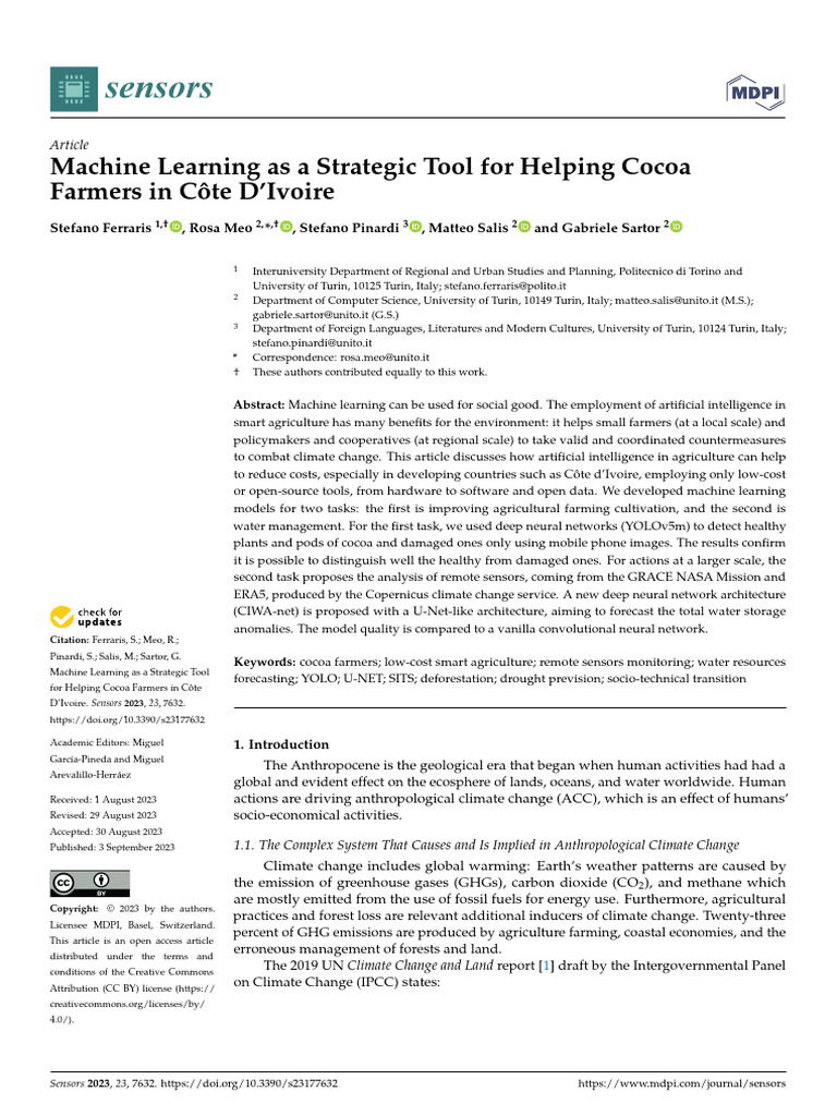 Machine learning as a estrategic tool to help cocoa farmar | PDF | Climate Change | Greenhouse Gas