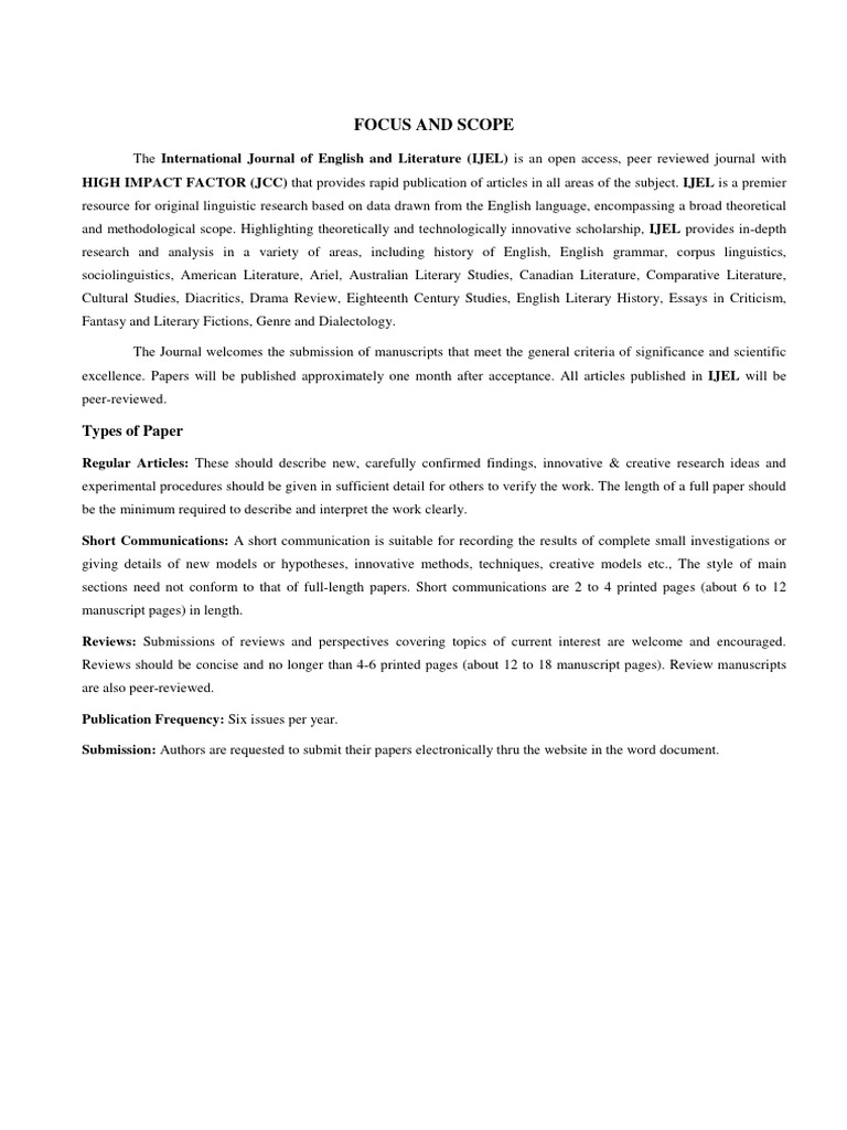 Focus and Scope | PDF | Teachers | Learning